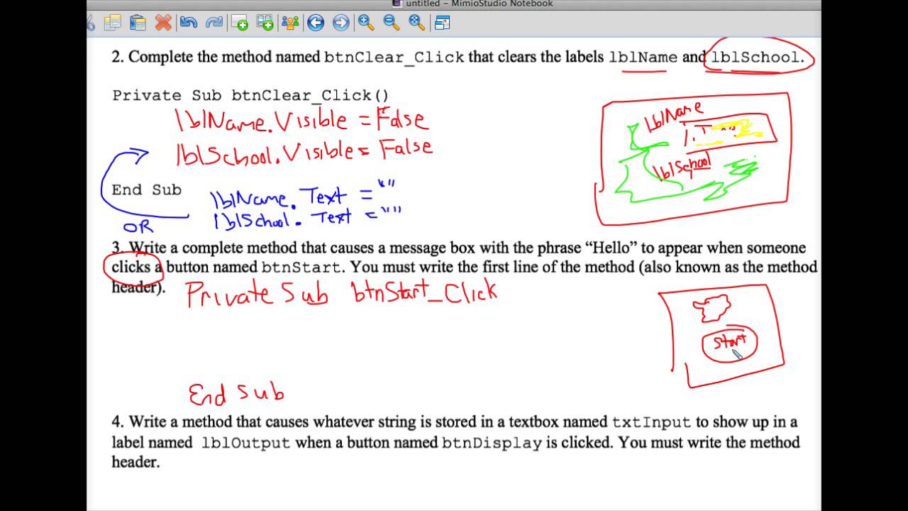 VB Writing Methods Worksheet #1