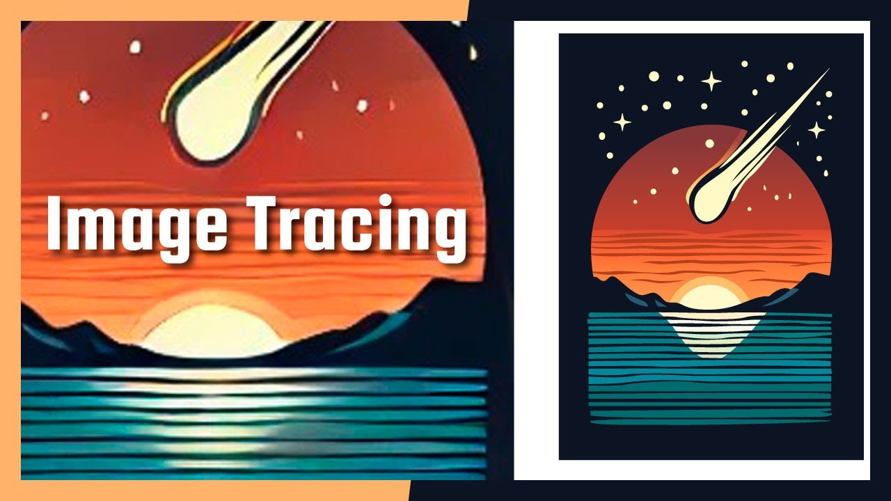 Sunset Tshirt Design Trace - Image Tracing - Part 1
