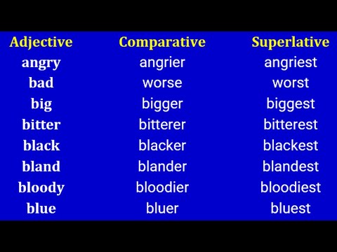 100 Adjectives, Comparatives and Superlative