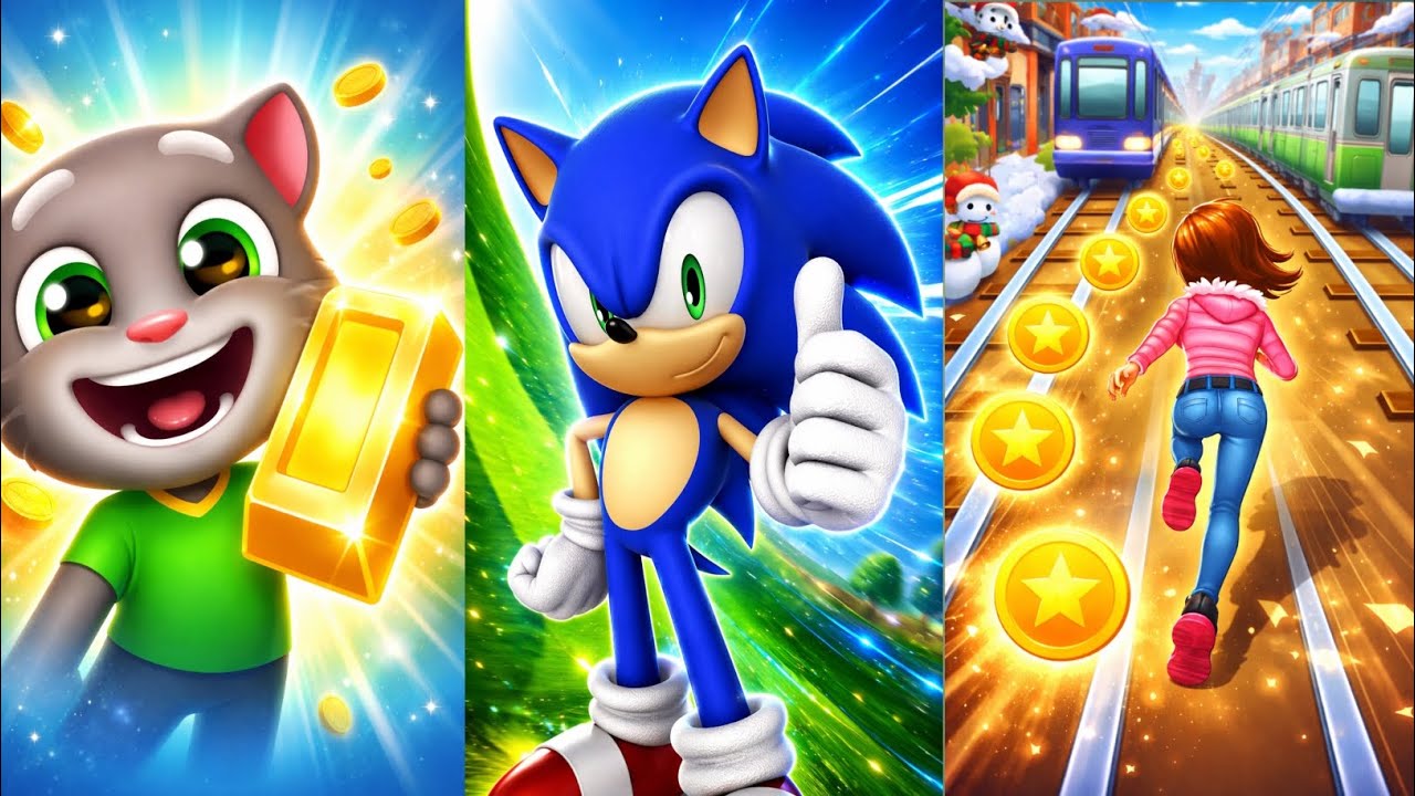New Update Talking Tom Gold Run Vs Subway Princess Vs Sonice Dash Walkthrough Android Gameplay IOS 