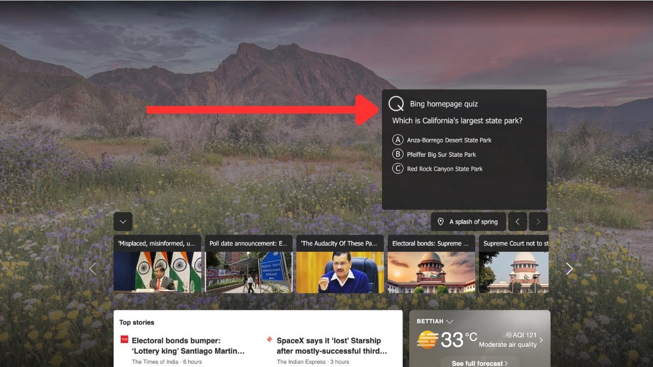 How to Play Bing Homepage Quiz