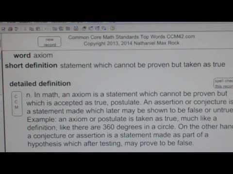 axiom Common Core Math Standards Top Words CCM42.com