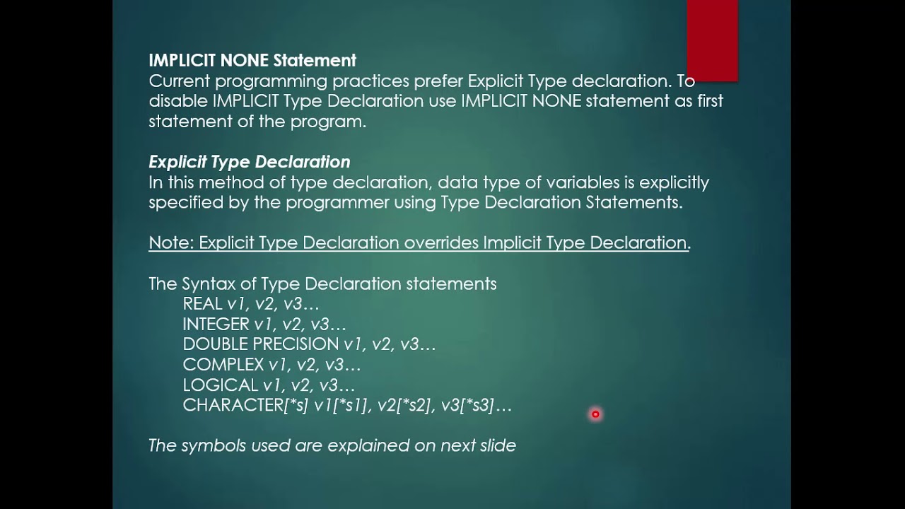 Explicit Implicit declaration in FORTRAN