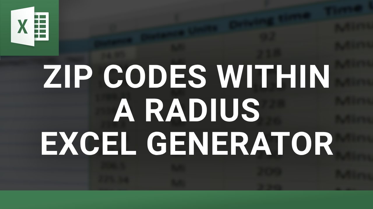 Zip Codes within a Radius Excel Generator