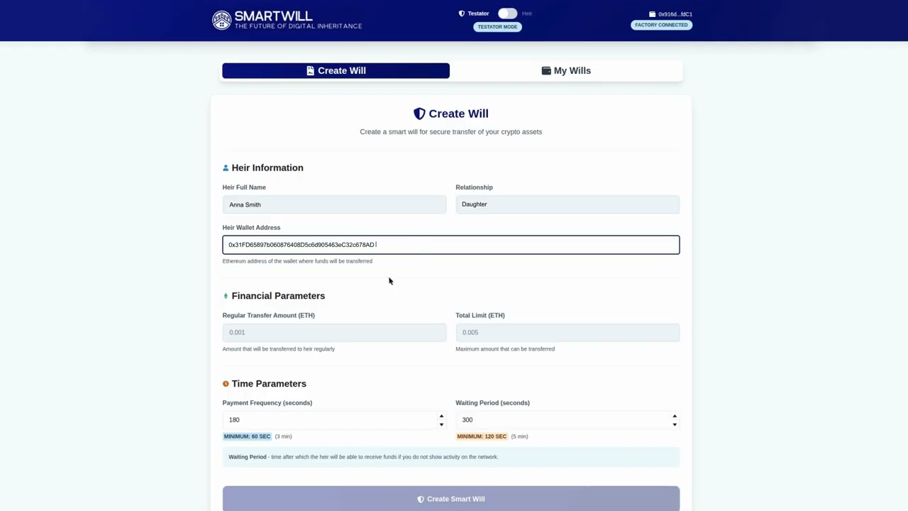 Smartwill prototype review - Web3 Blockchain Inheritance