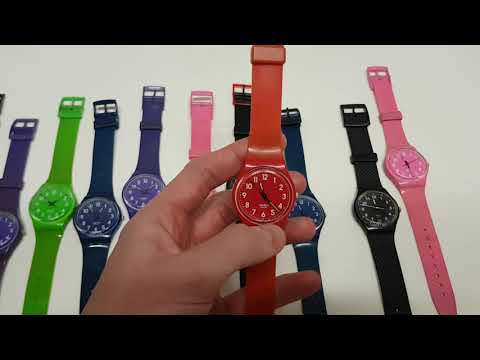 Simple Classic Swatch Watches for Men and Women | One-Color Red Green Pink Blue Black Swatch Watch