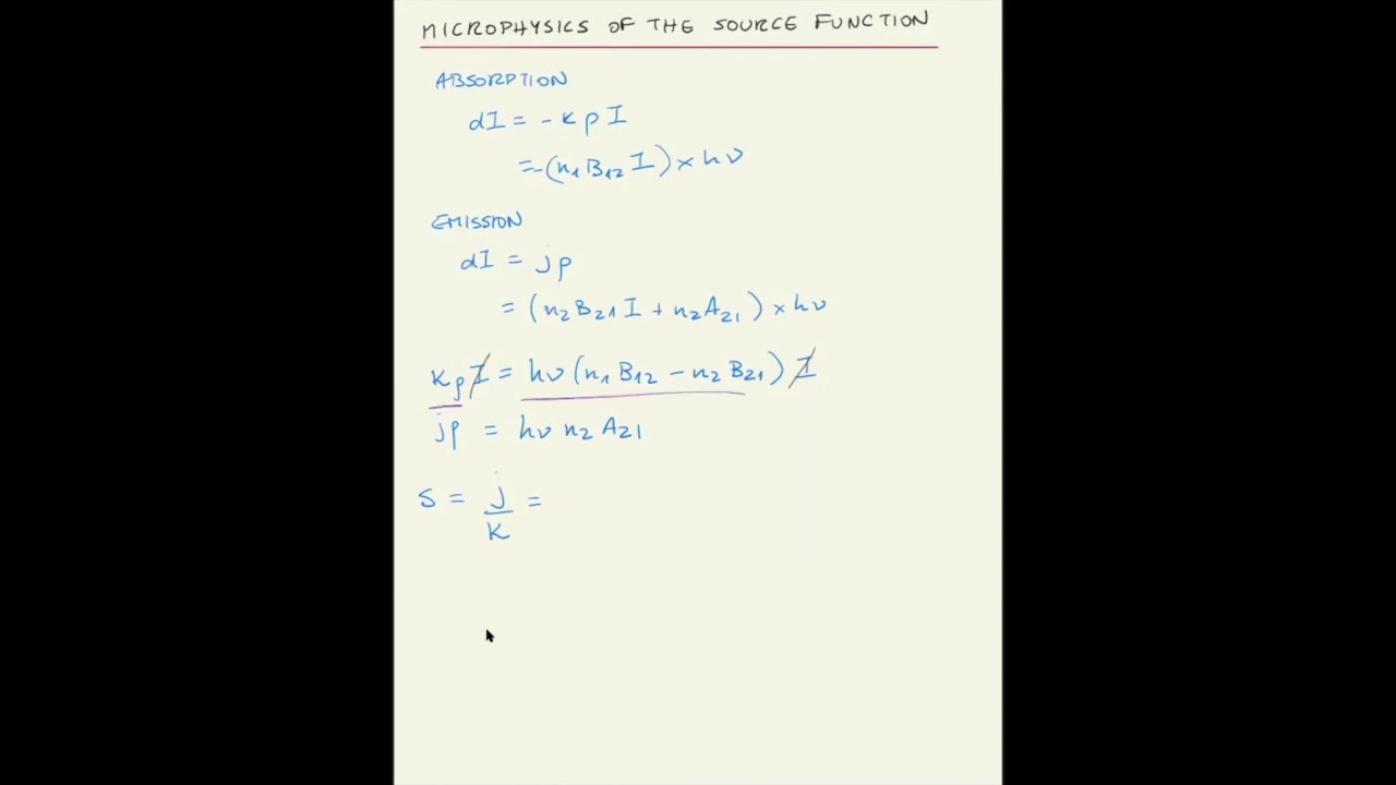 ASTR 503 - Class 15 - Video 3 - Microphysics of the Source Function
