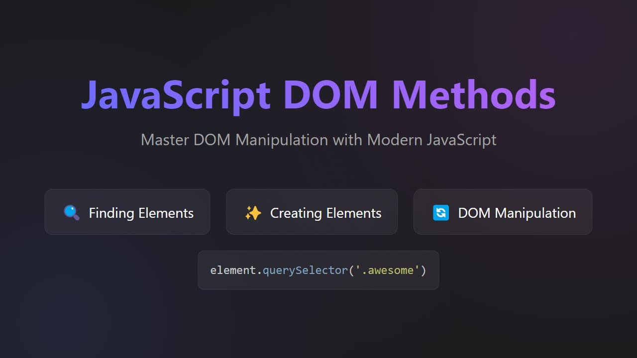 JavaScript DOM Manipulation: Master Modern DOM Methods for Beginners
