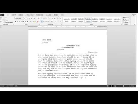 How to create a screenwriting template in ms word 2013