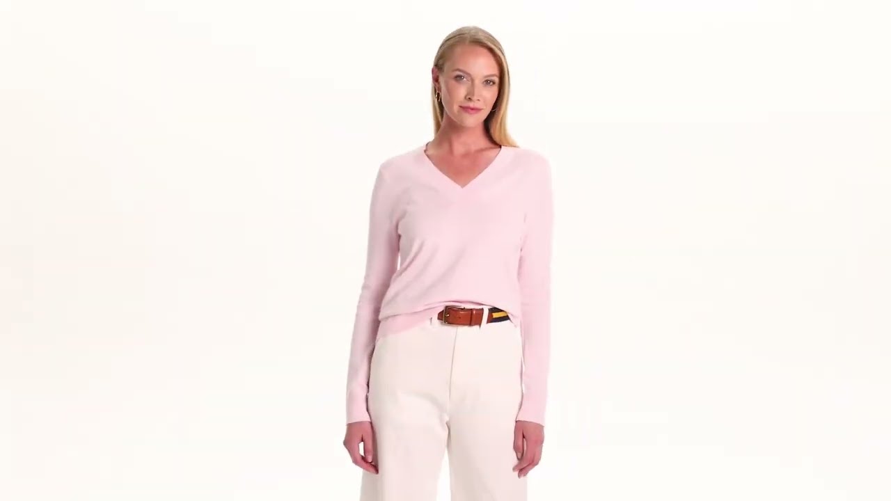 Brooks Brothers BB18401 Women's Cotton Stretch V-Neck Sweater - Buy at ApparelnBags.com