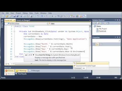 Visual Basic Tutorial - 87 - Dates Part 2 Video Lecture - Mastering ...