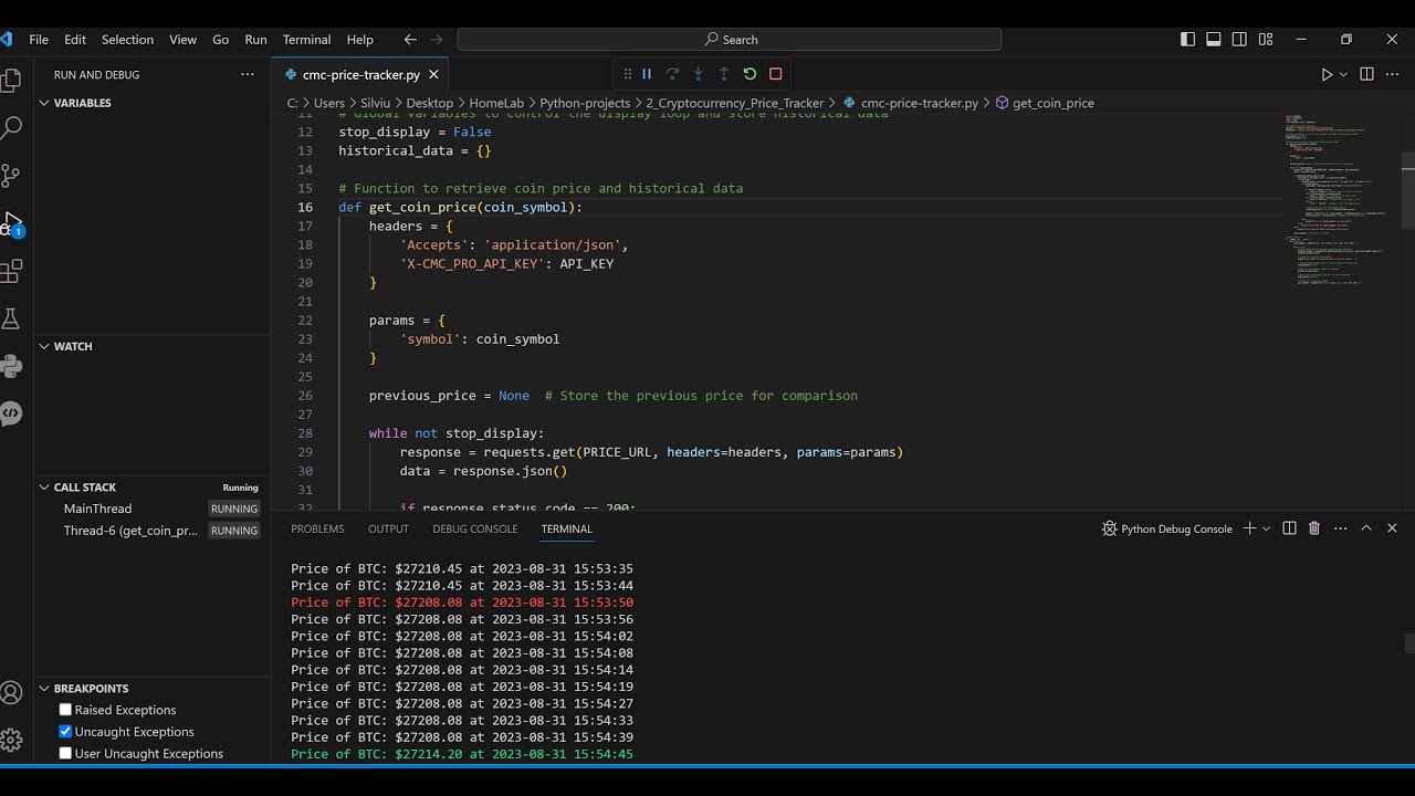 Build a Real-Time Cryptocurrency Price Tracker with Python and CoinMarketCap API