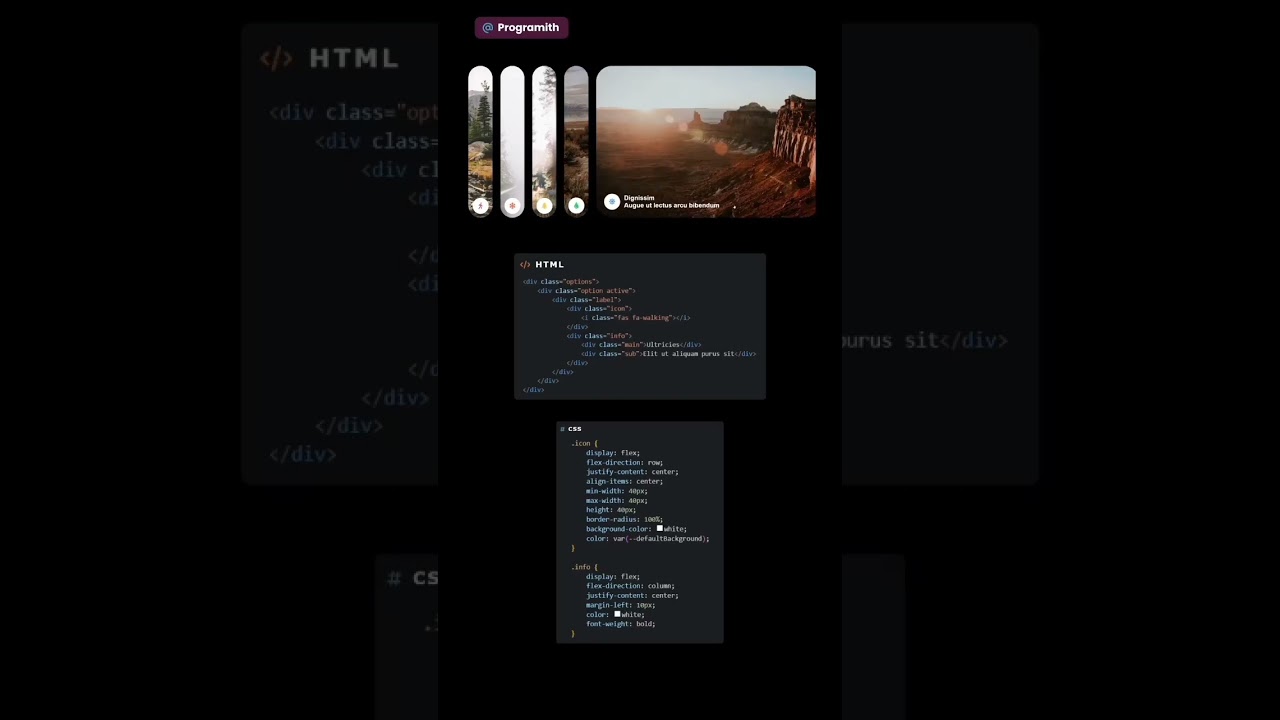 Expensible image gallery in html with css #webdeveloper #website #webdev