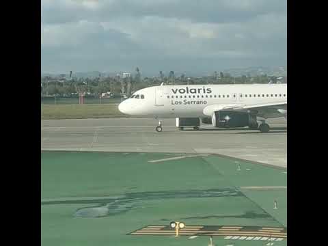 Incident: Volaris A320 at Los Angeles on Feb 17th 2019, luggage cart hits aircraft during line up