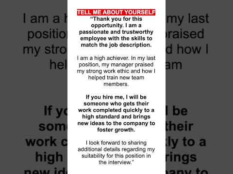 "TELL ME ABOUT YOURSELF" | BEST ANSWER | JOB INTERVIEWS! #tellmeaboutyourself #jobinterview