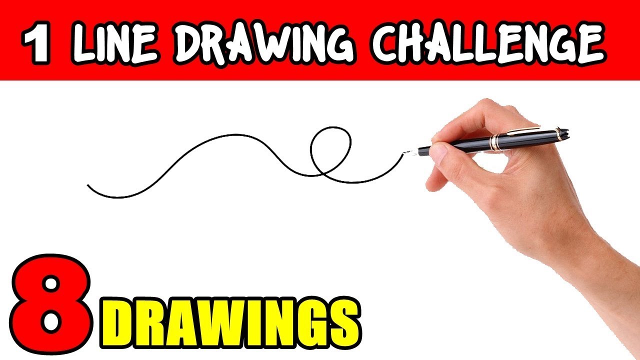 ONE LINE DRAWING CHALLENGE | 8 Amazing Drawings