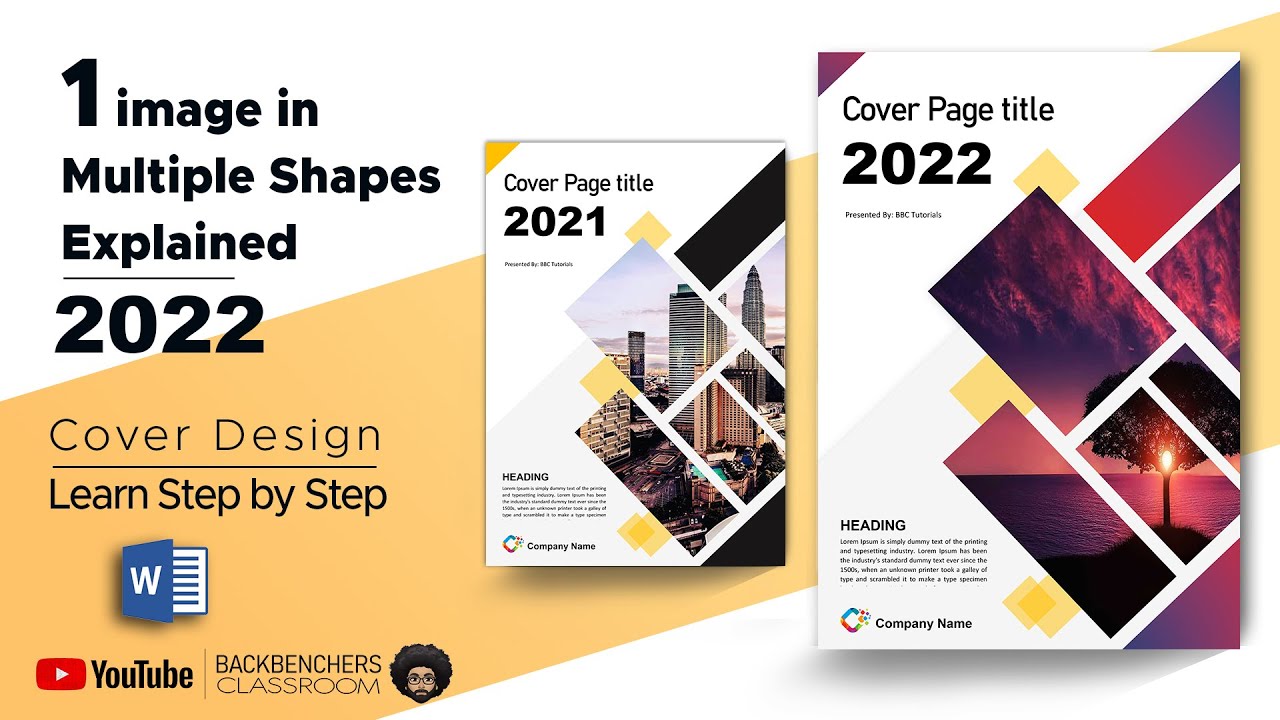 How to Cover page or front page Design 2022 one image in multiple shapes MS word | fully explained