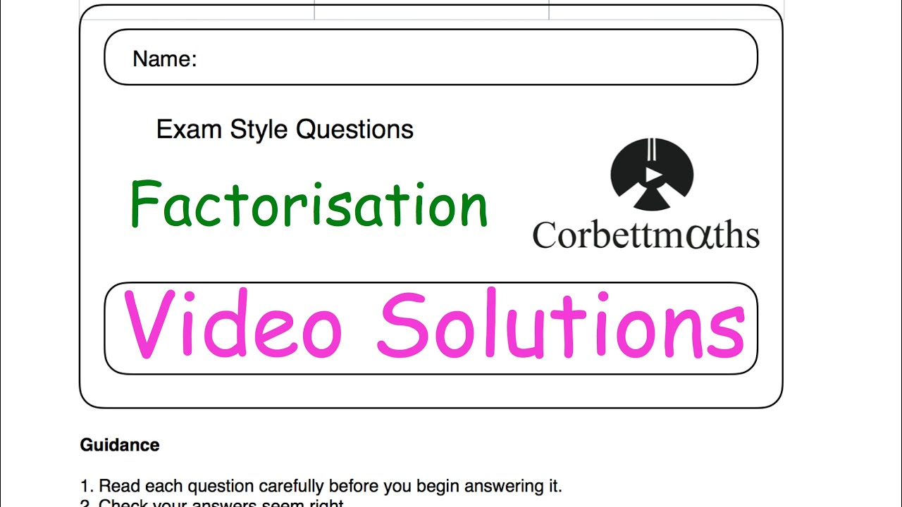 Factorisation Answers - Corbettmaths