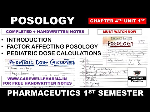Posology in Pharmaceutics | Factor Affecting | Pediatric Dose calculation | Ch 4 U 1 | Pharmaceutics