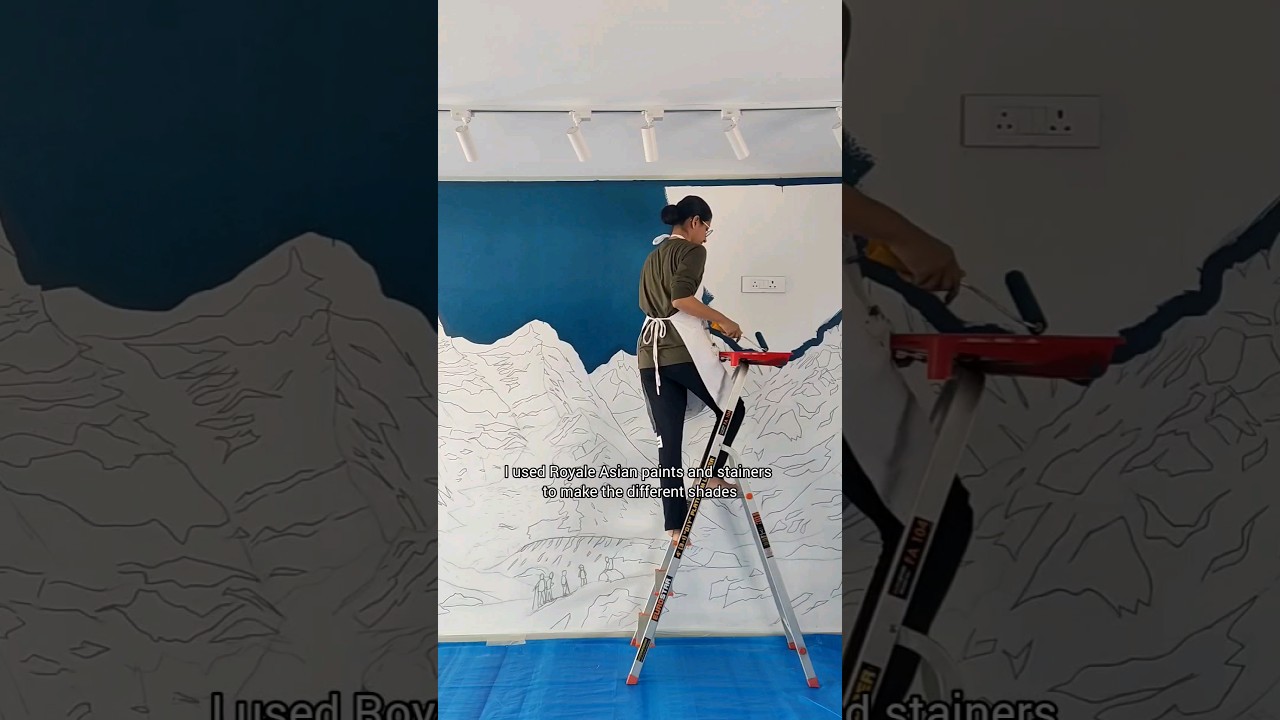 Mountain Mural Project in Bangalore -Part 1 🗻 #painting #art #mural #muralpainting #mountainart