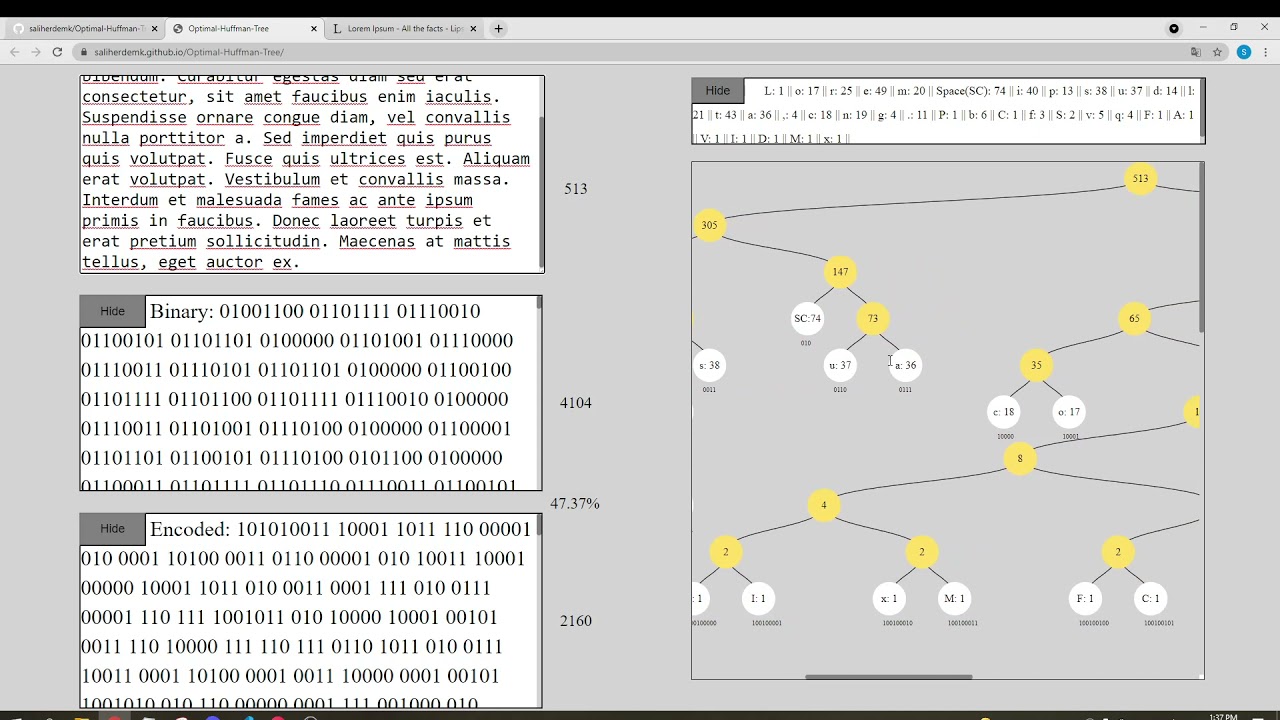 Huffman Tree Visualization with html-css-js
