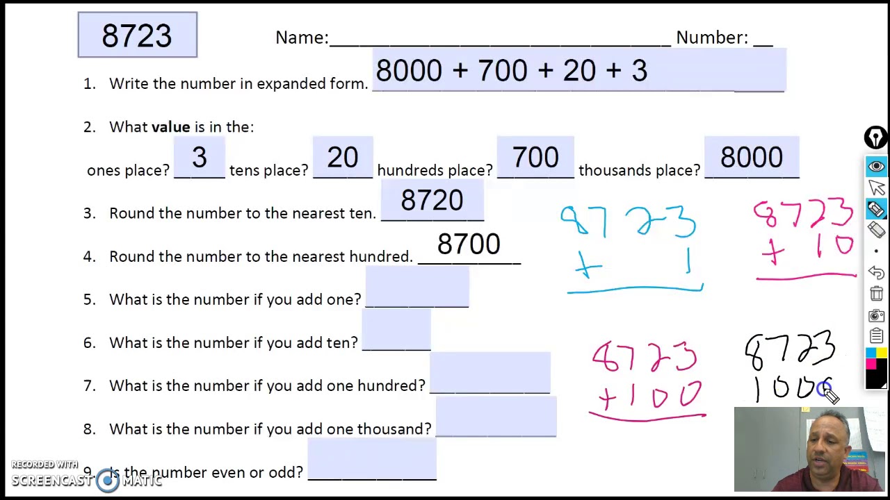 Place Value Worksheet Video