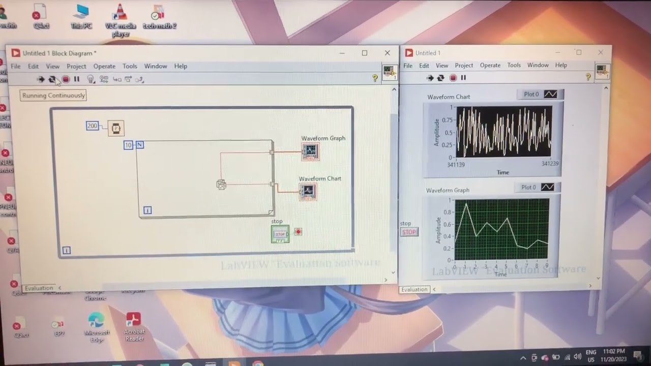 LabVIEW TASK part A visualize random data using waveform chart and waveform graph