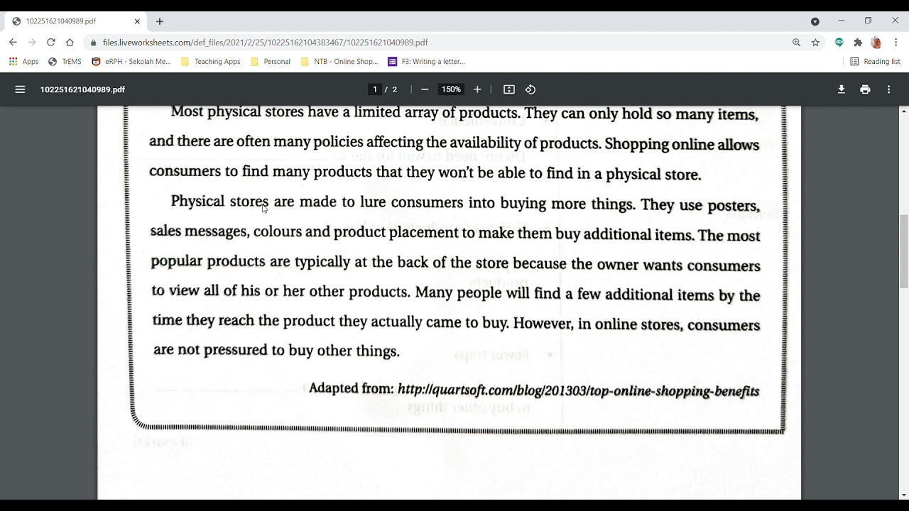 Form 2: Reading Comprehension