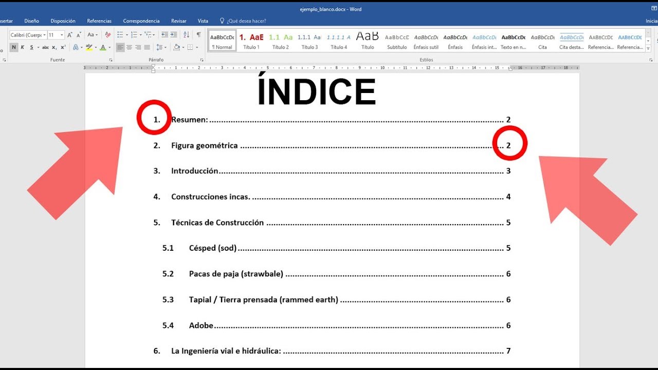 How to create an automatic index in Word with title numbering. 2019