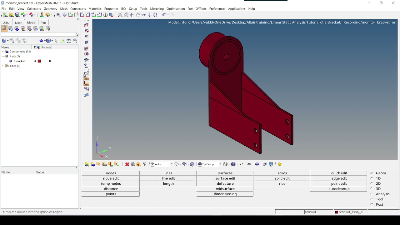 T1: 1.8-Check if a solid is mappable - Altair HyperMesh 2020