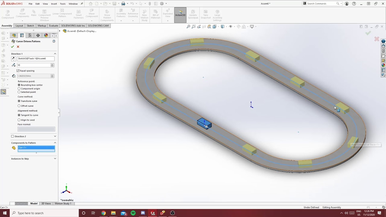 Component Patterns - SolidWorks 2020