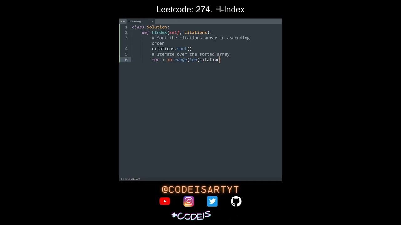 Leetcode 274. H-Index in Python | Python Leetcode | Python Coding Tutorial | Python Coding ASMR