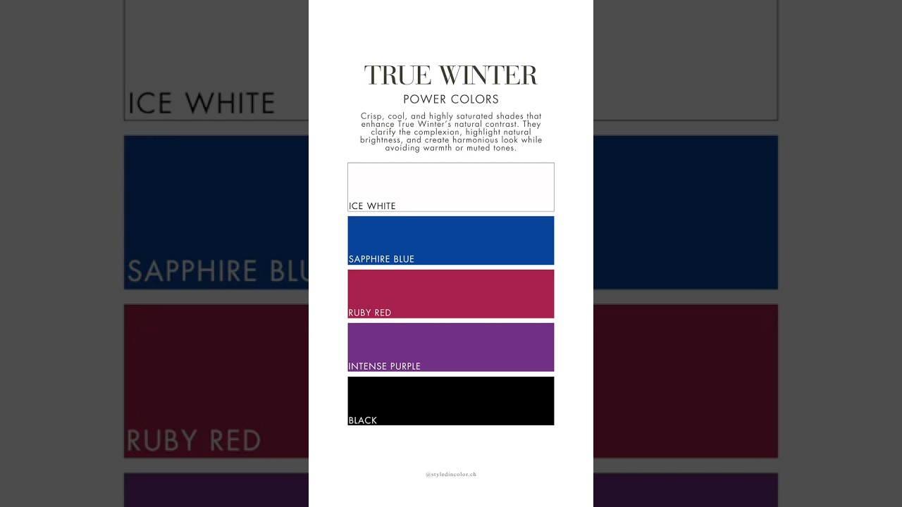 TRUE WINTER - Best and Worst Colors #coloranalysis #truewinter #colorseason
