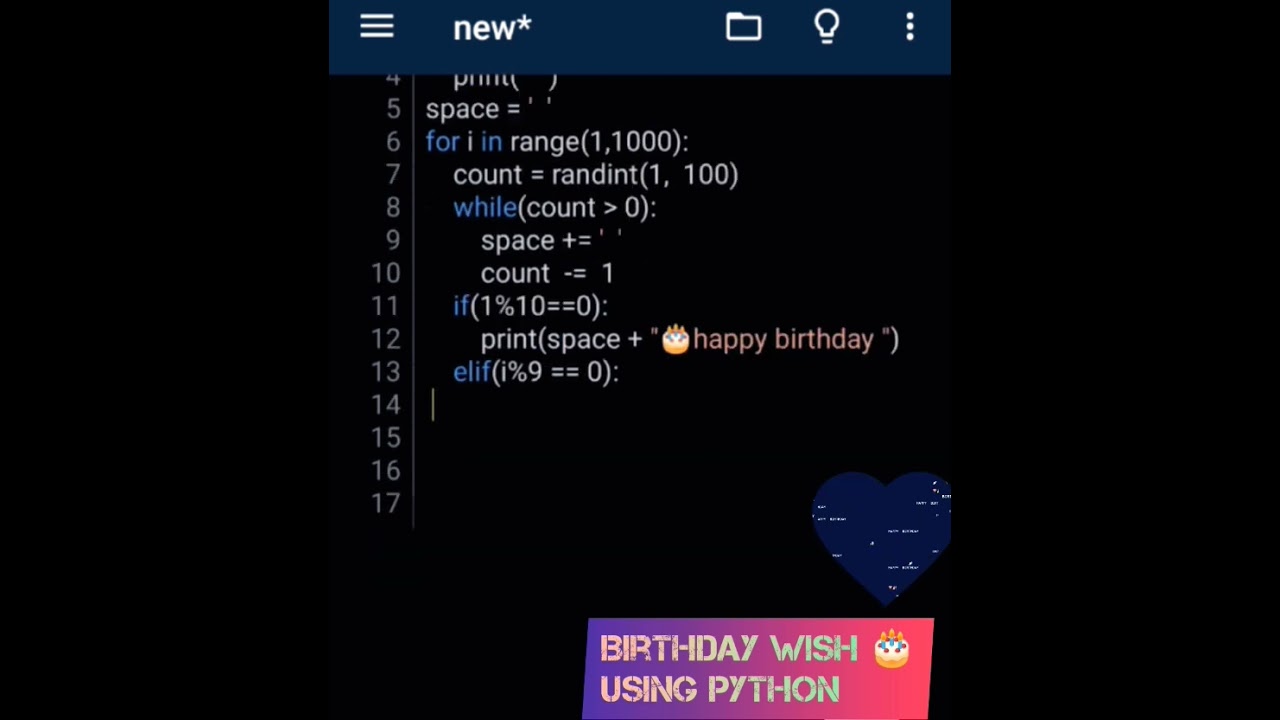 happy birthday wish using python 🎂|| Learn coding free in easy way ||short videos on coding ,shorts