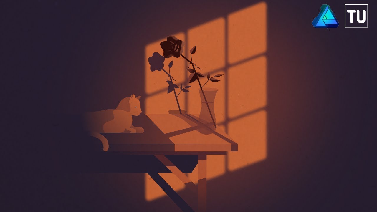 Cat Sunset Vector Illustration in Affinity Designer