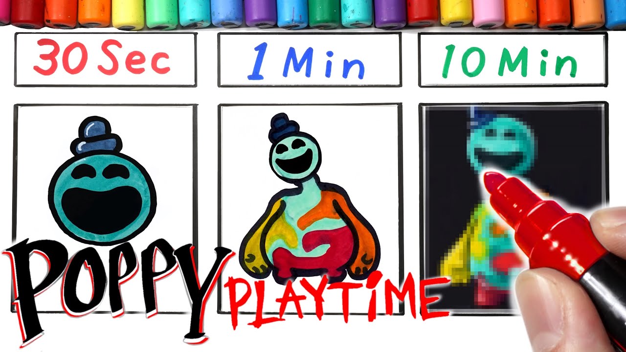 Drawing Doey in 30Sec.1Min.10Min(Poppy Playtime)