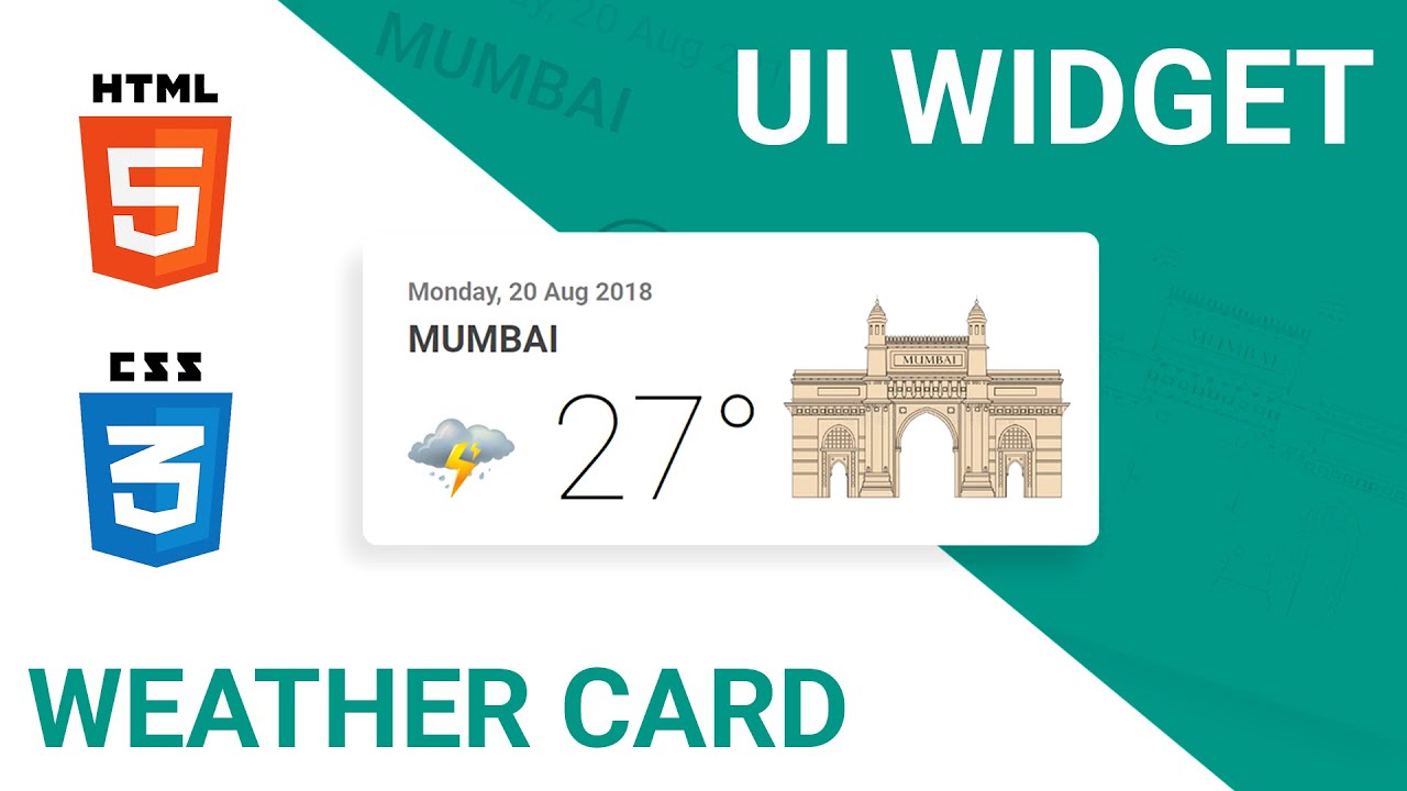UI Widget Design Tutorial - Weather Card | HTML CSS Speed Coding