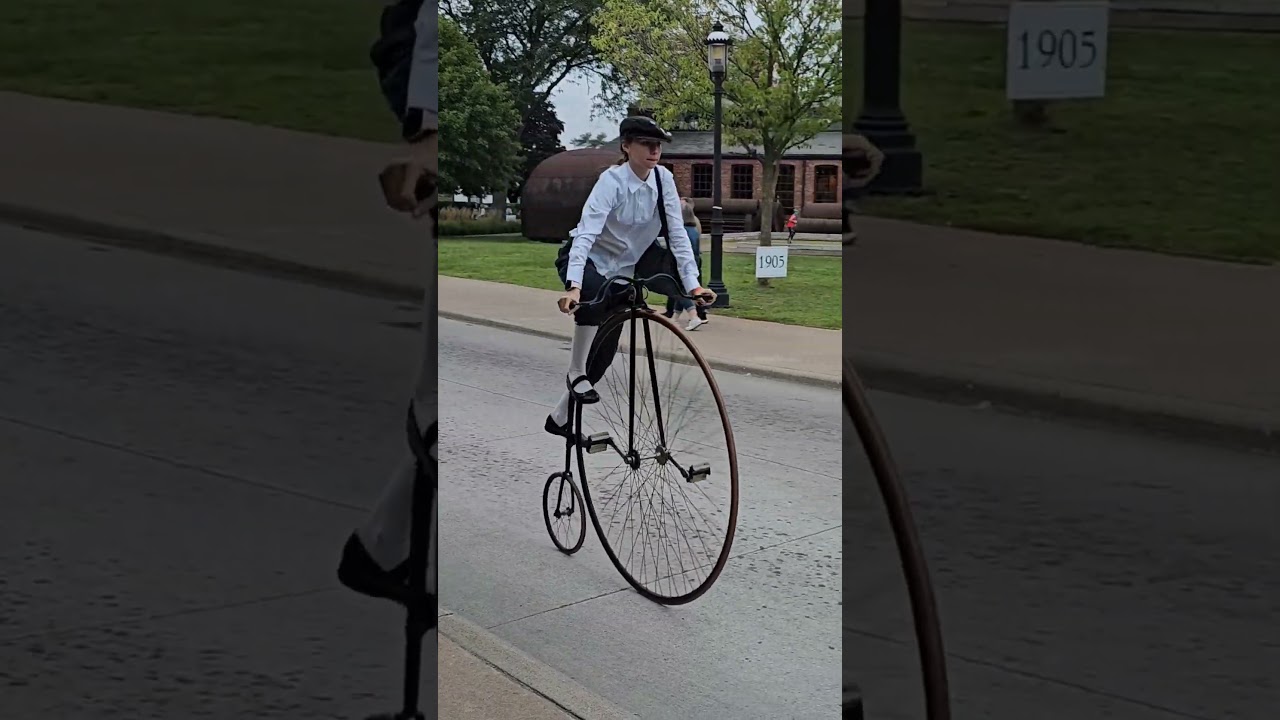 Mounting Penny Farthing Bikes at Old Car Festival Greenfield Village 2023