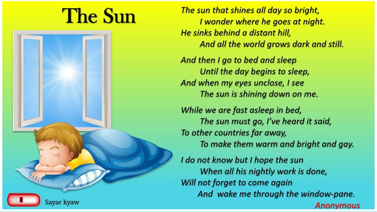 Grade 7 English The Sun (poem-3)