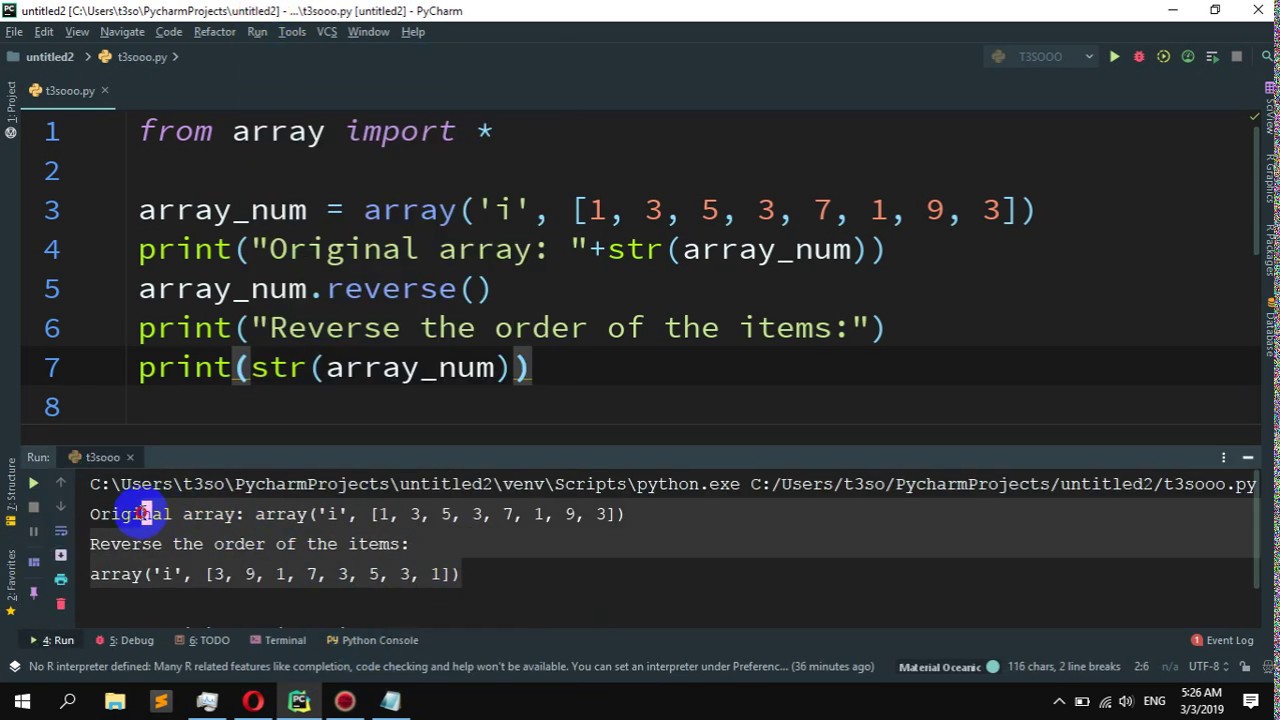 How to Reverse the order of the items in the array in Python