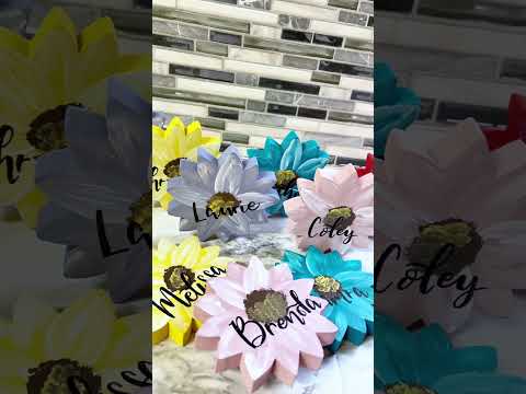 Spring rustic wooden flowers with custom names