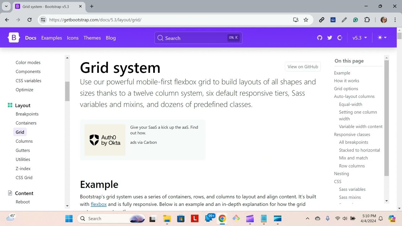 Using Bootstrap Documentation