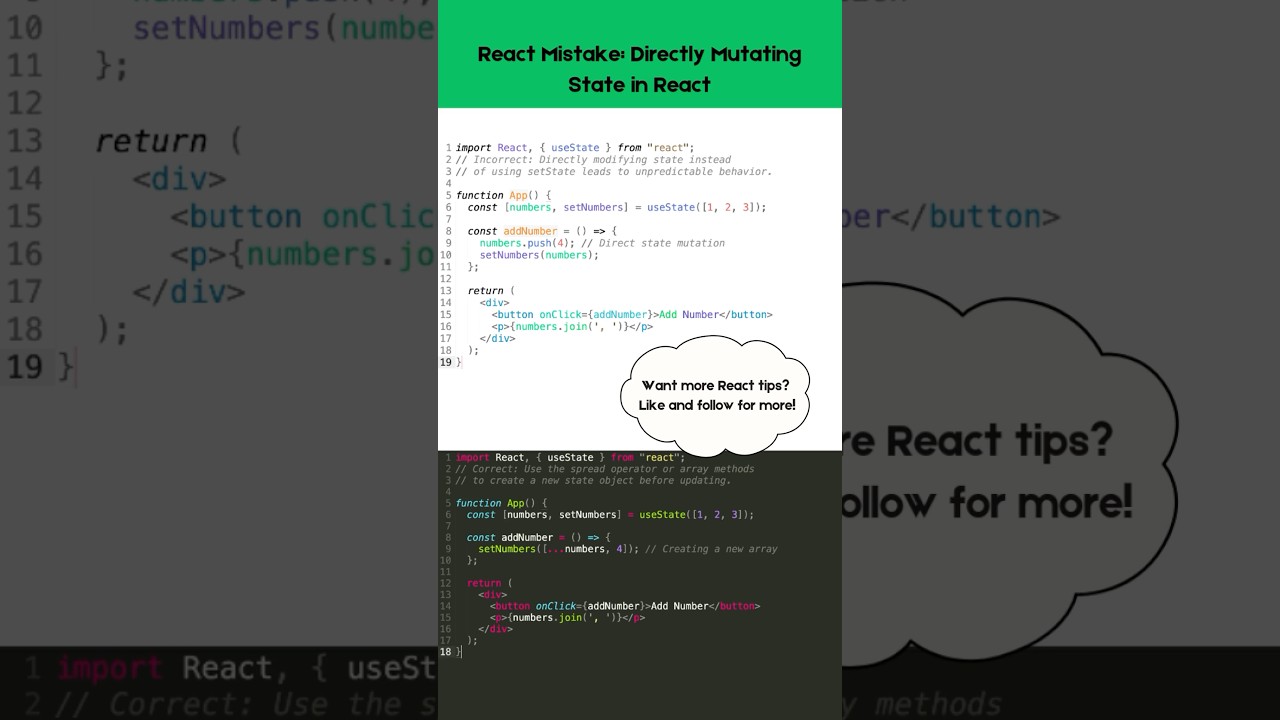 React Mistake: Directly Mutating State in React