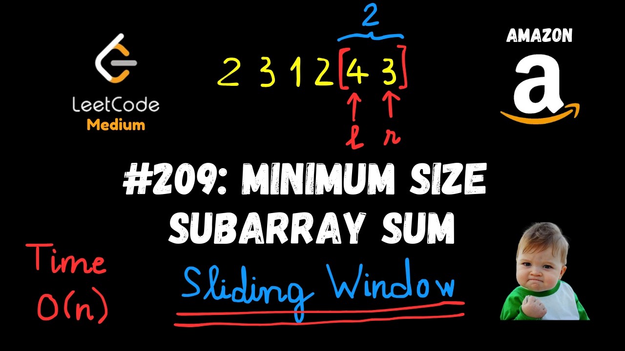 Minimum Size Subarray Sum - Sliding Window - Amazon Interview - LeetCode 209