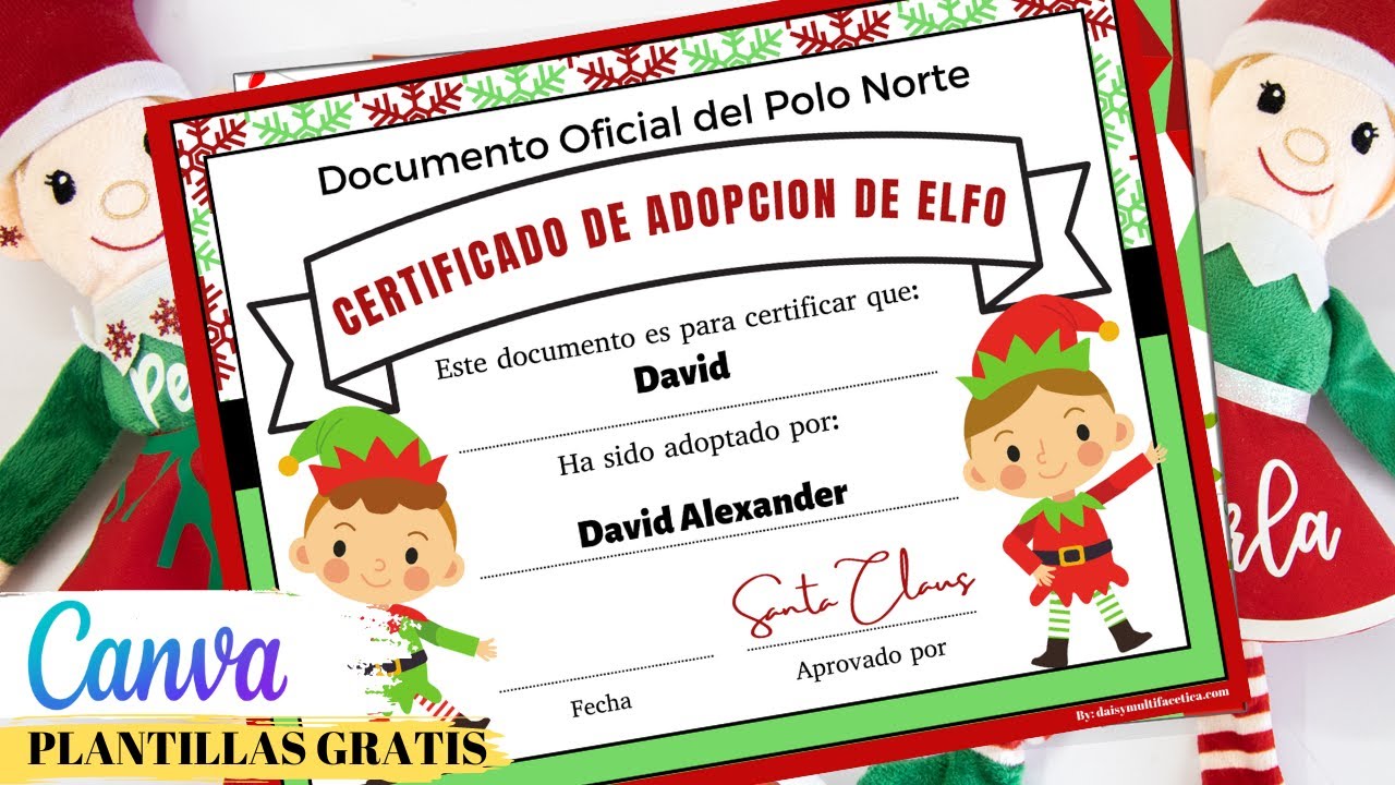 Como Hacer Certificado de Adopción de Elfos Navideños Personalizados con CANVA y Plantilla GRATIS