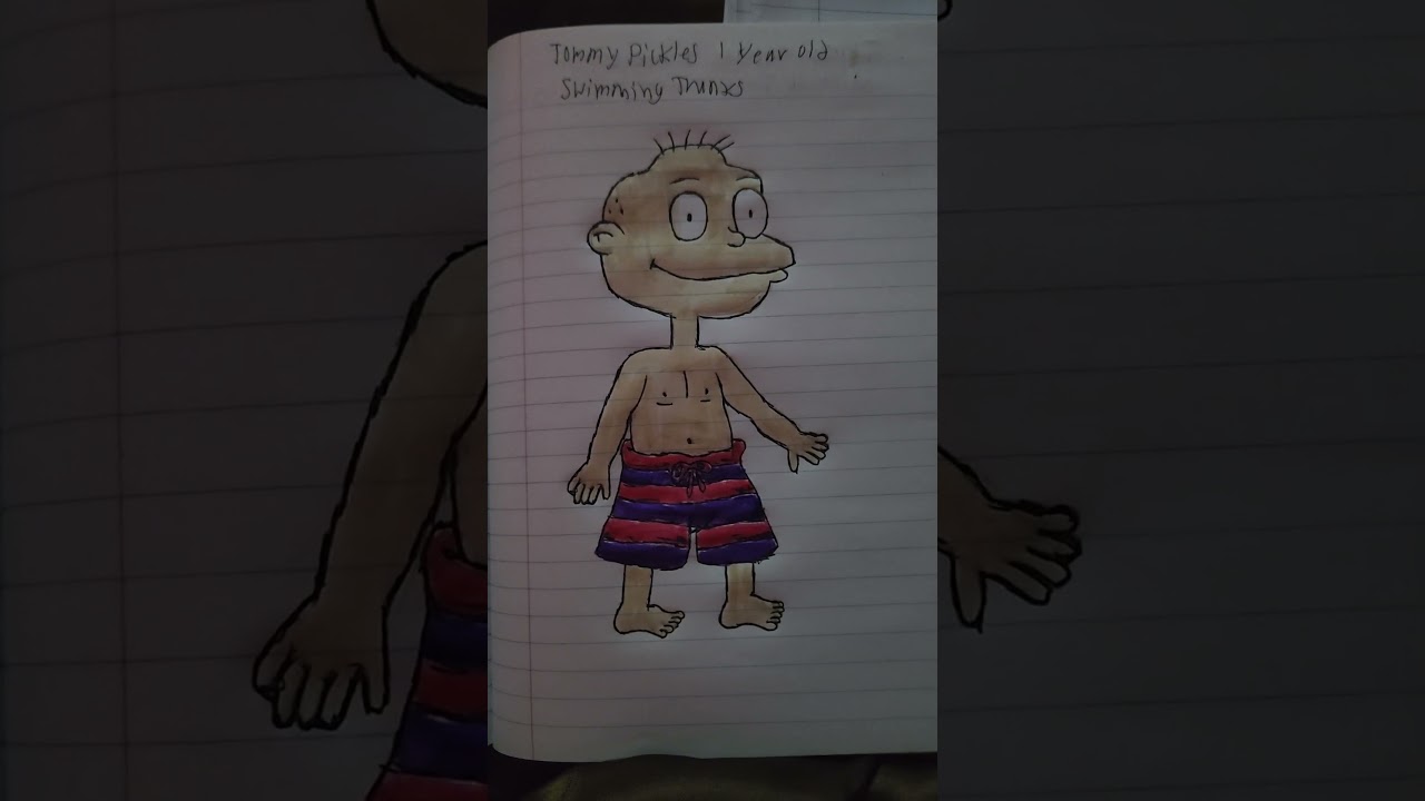 My Rugrats drawing: Tommy Pickles in his swimming bathing suit outfit. 😀 😄 👶🏻👶🏻🩳 ⛱️  🌊 🥪