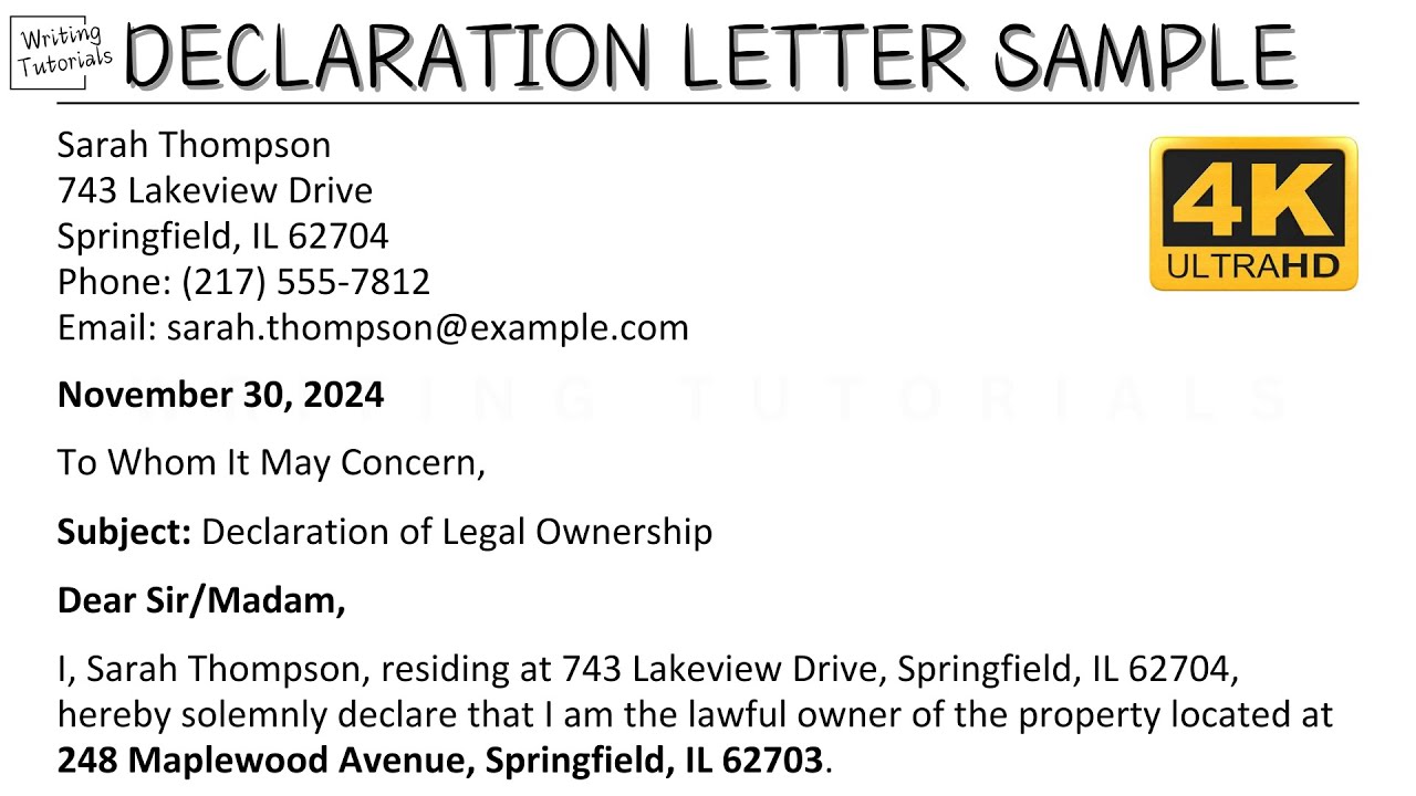 How To Write Declaration Letter with Sample and Explanation | Writing Tutorials