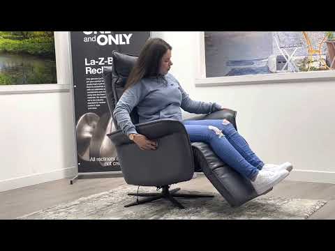 Lazy Boy La-Z-Boy Hayes power, reclining, swivel, feature chair, blue premium, leather, twin motor 