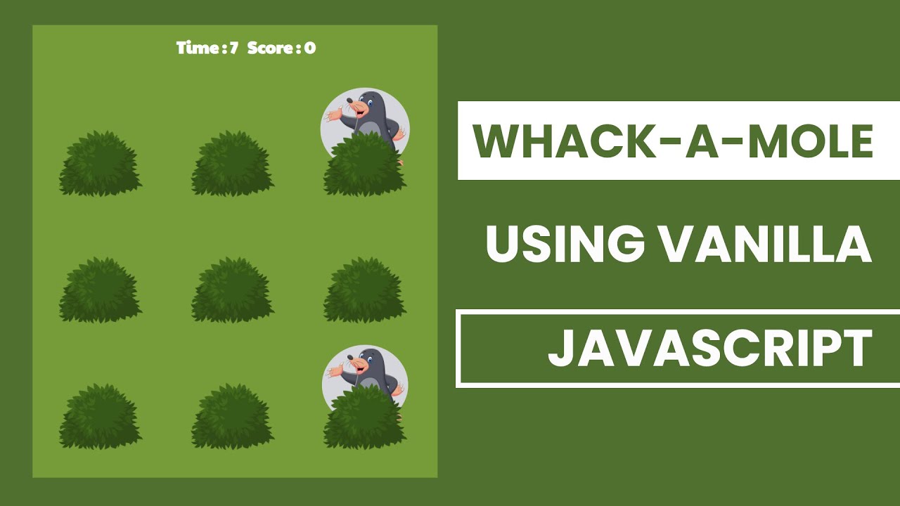 WHACK-A-MOLE Game Using HTML, CSS & Vanilla JavaScript | JavaScript Game Project for Beginner