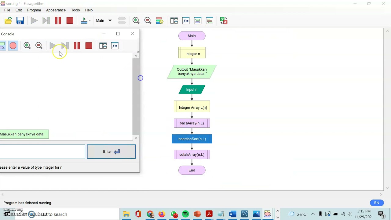 46. ​​Flowchart Insertion Sort with Flowgorithm